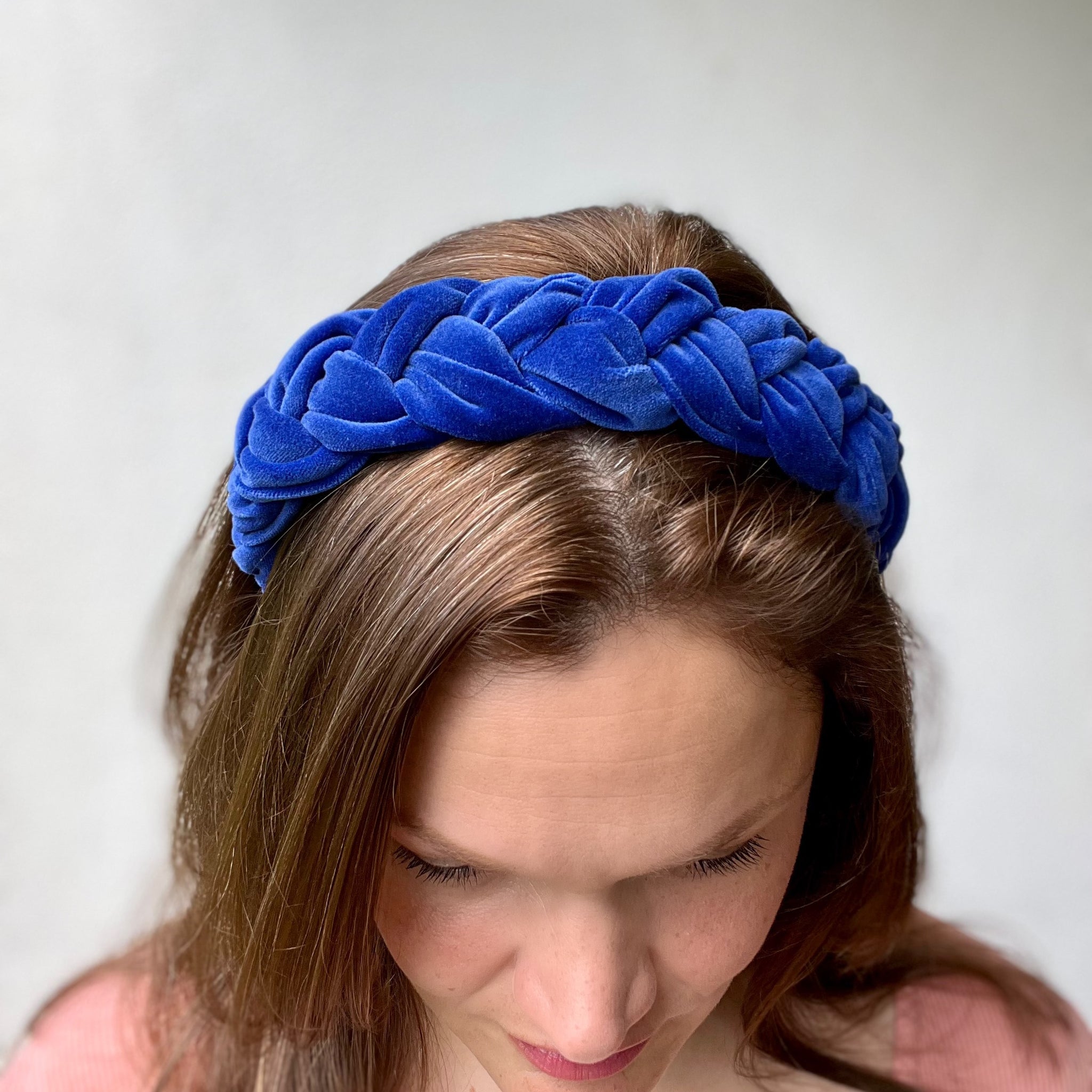 'EMILIA' COBALT BLUE PLAITED VELVET HEADBAND – Black Bow Co