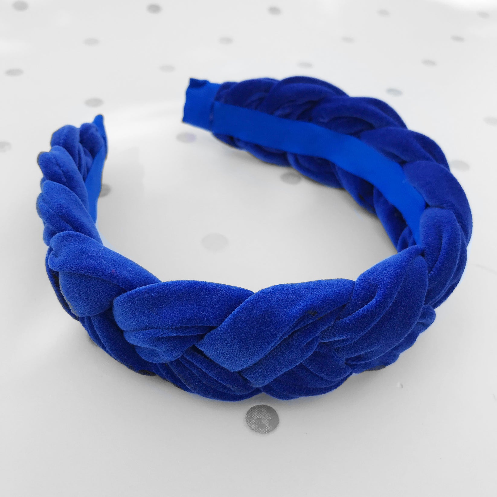 'EMILIA' COBALT BLUE PLAITED VELVET HEADBAND – Black Bow Co